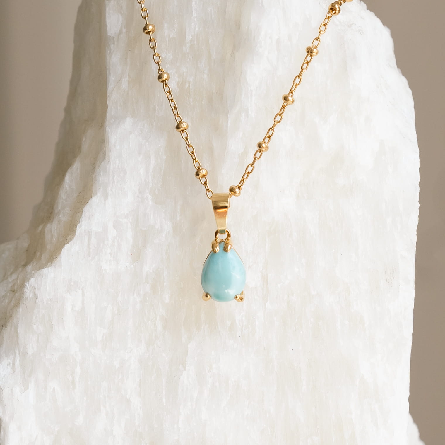 Naszyjnik Duża Łezka z Larimarem Gold 696 Jewelry